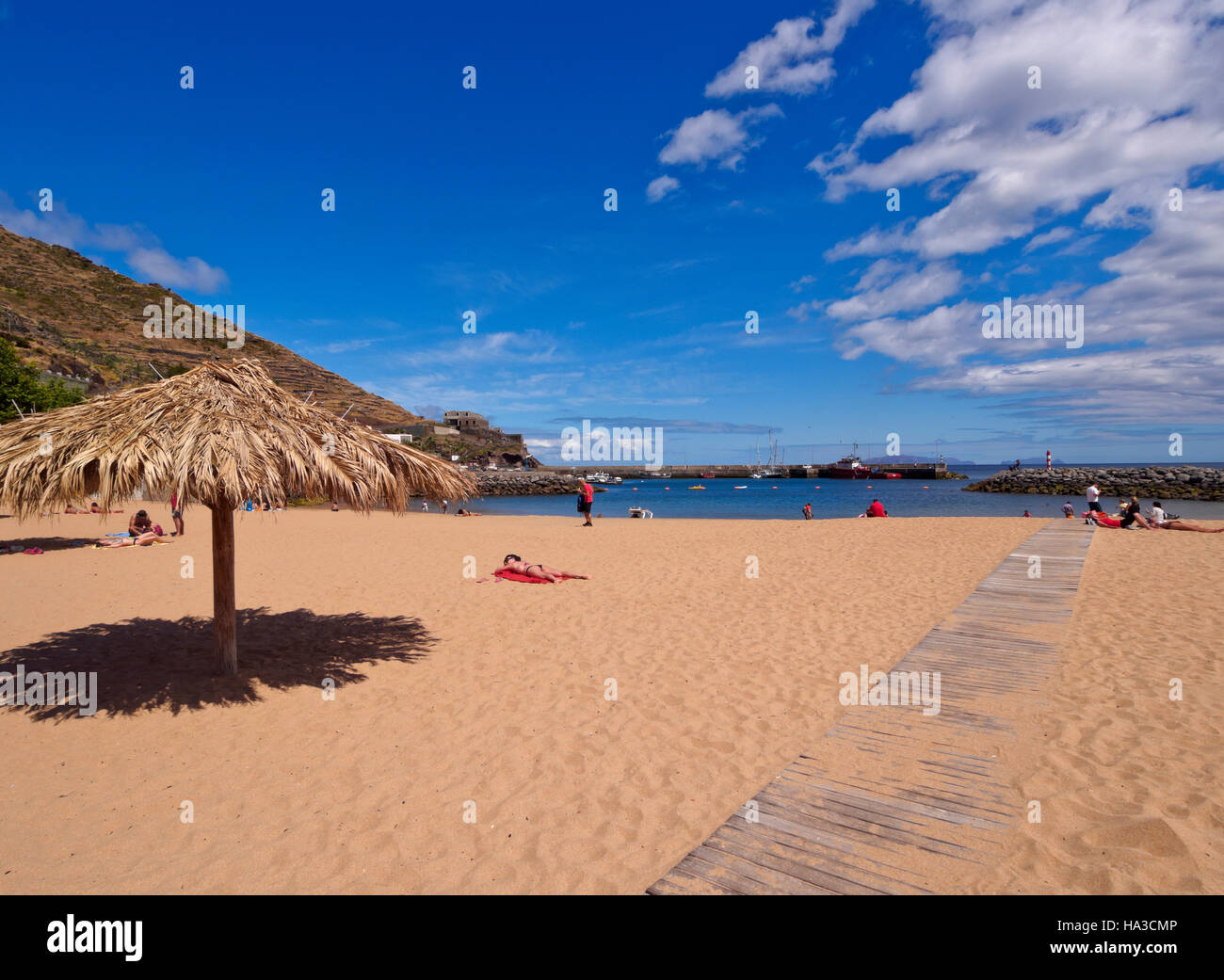 Portugal, Madeira, View of the beach in Machico Stock Photo - Alamy