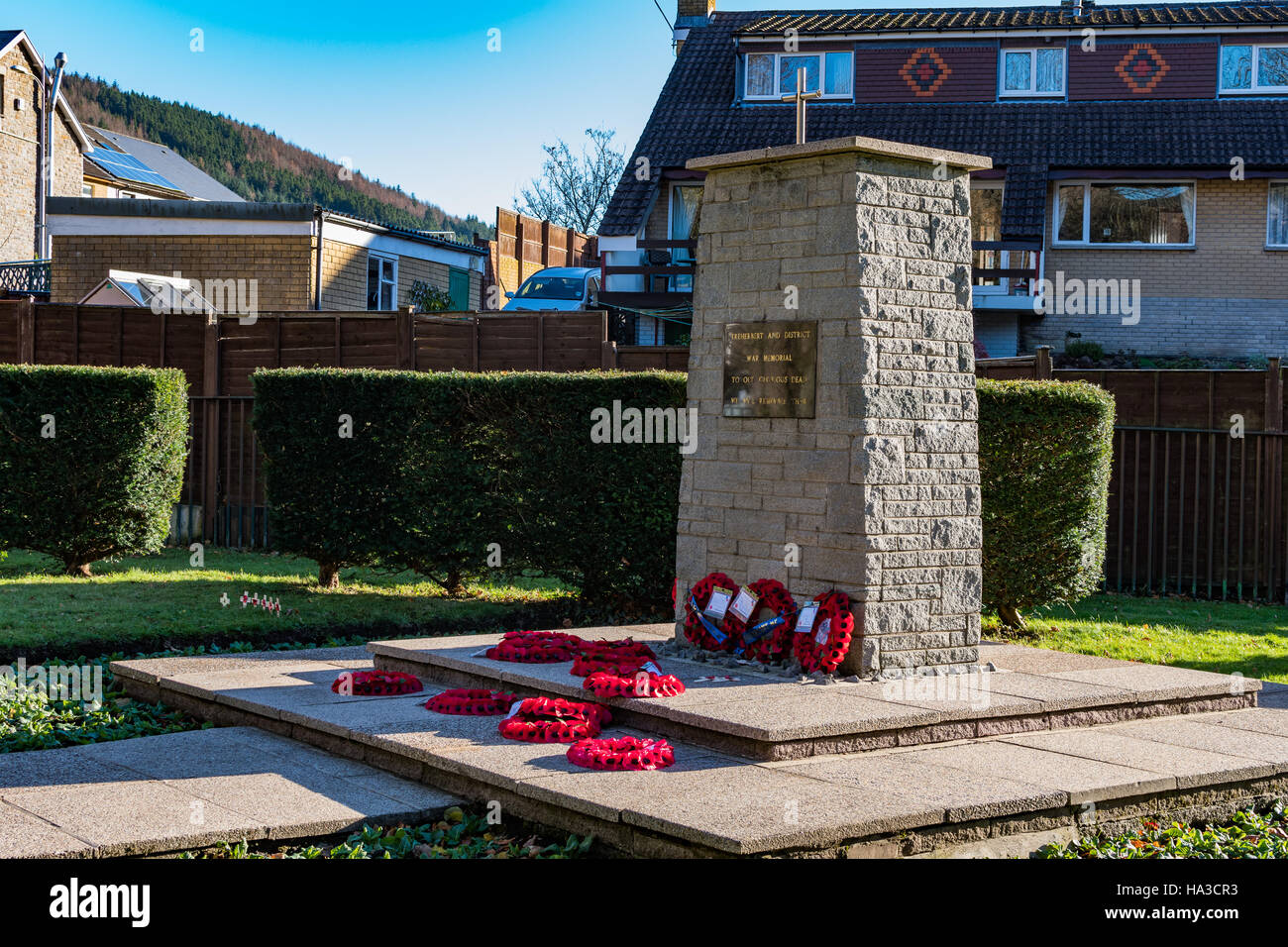 Treherbert Park - Remembrance monument Stock Photo - Alamy