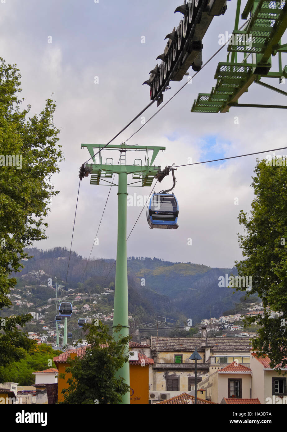 Portugal, Madeira, Funchal, View of the Funchal-Monte Cable Car Stock ...