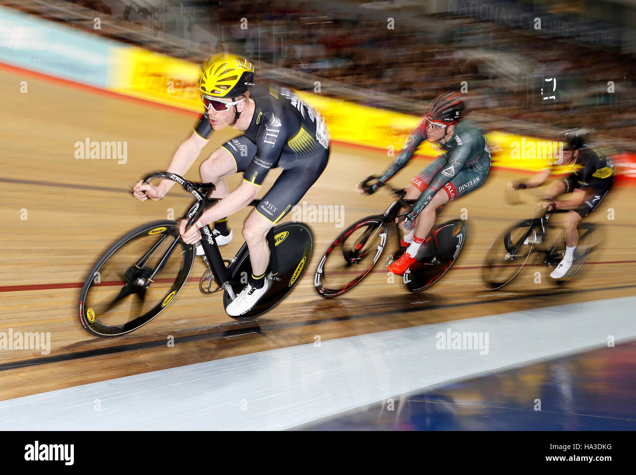 Ed Clancy (left) of JLT Condor in action during the Elite Men's ...