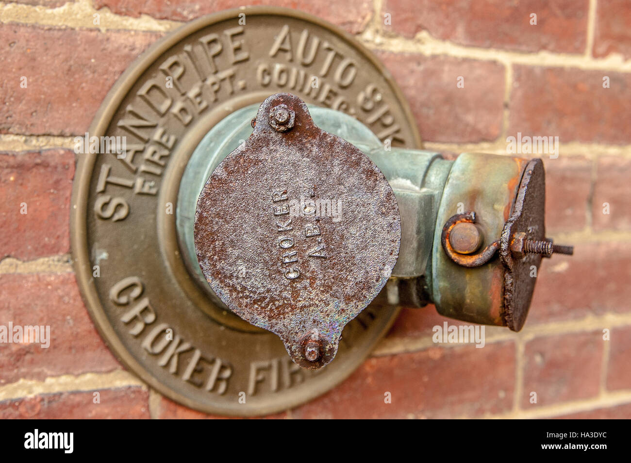 Worcester, MA, USA, 08 Aug. 2009: Vintage wall hydrant fire supply on ...