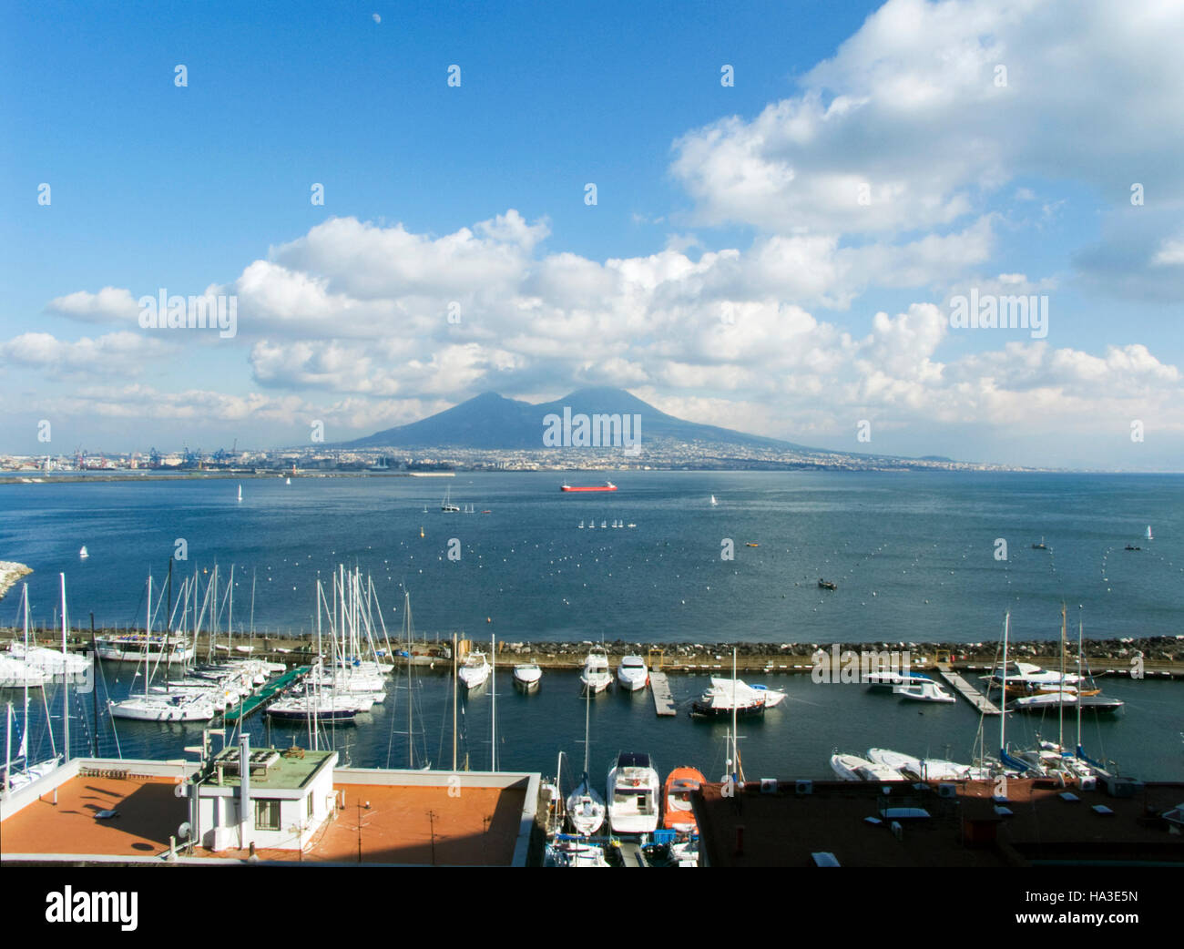 The bay of Naples and Mount Vesuvio, dormant volcano, cityscape ...