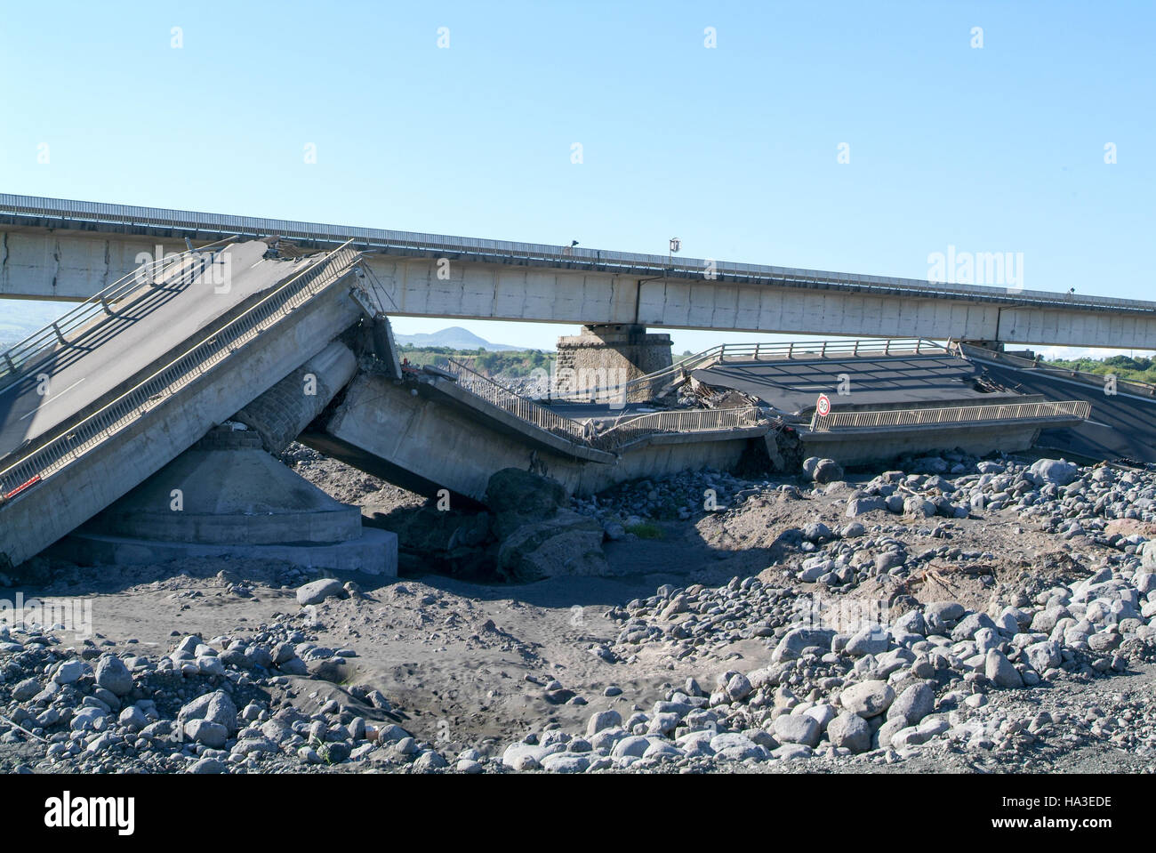 Destroyed highway of La Reunion island, France Stock Photo - Alamy