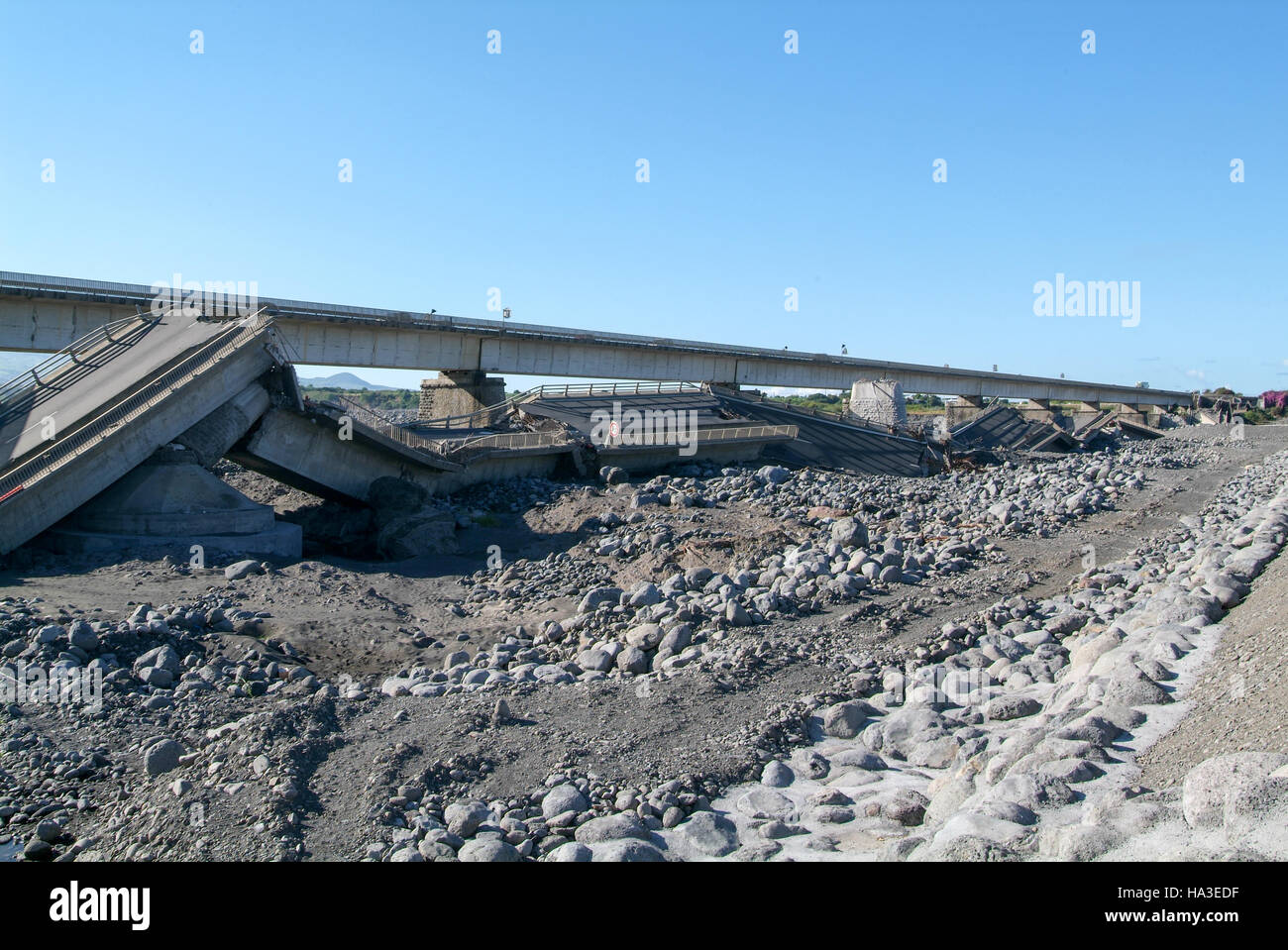 Destroyed highway of La Reunion island, France Stock Photo - Alamy