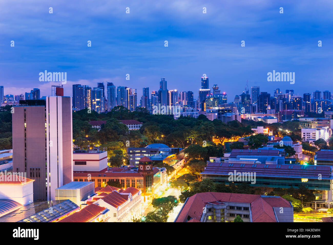 abstract scene of urban cityscape in blue filter - can use to display ...