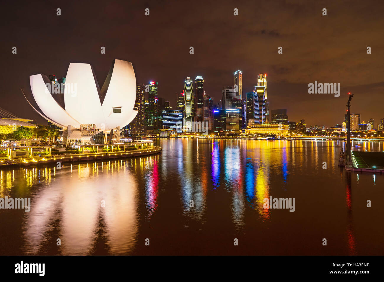 abstract night marina bay cityscape waterfront - can use to display or ...