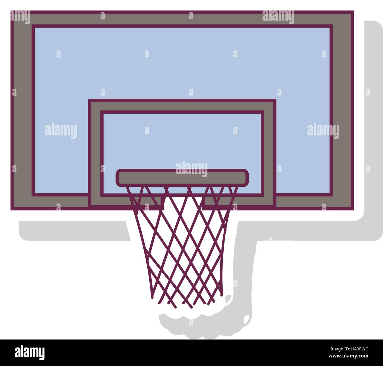 silhouette pastel color of square basketball hoop with shadow vector ...