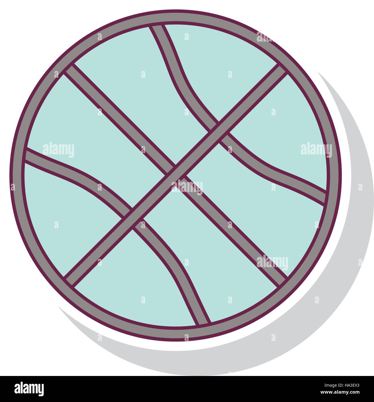 silhouette pastel color of basketball ball with shadow vector ...