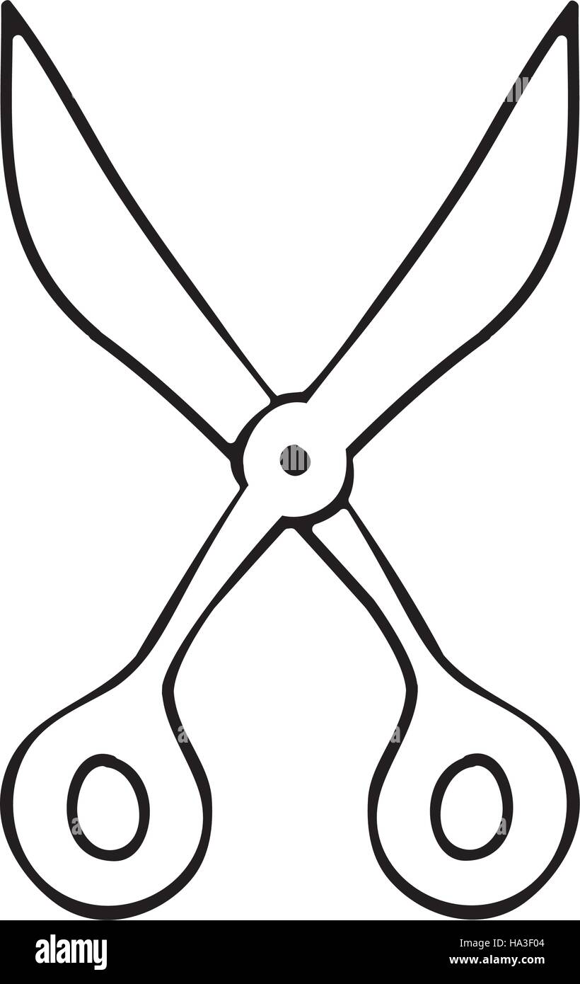 monochrome contour with scissors tool vector illustration Stock Vector ...