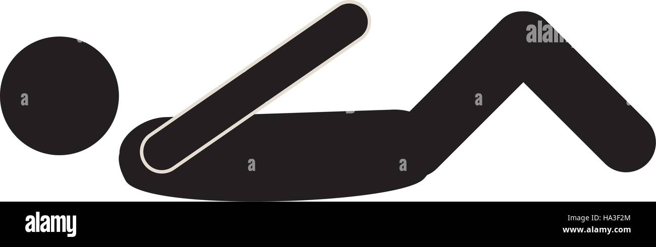 monochrome man exercise abs collected legs vector illustration Stock ...