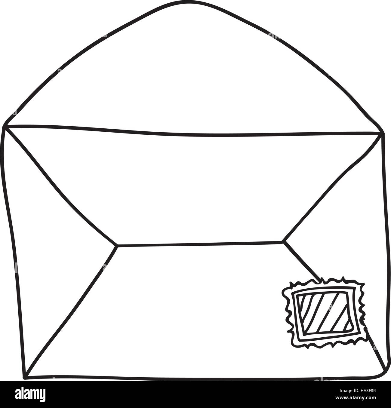 hand drawing of contour envelope mail open vector illustration Stock ...