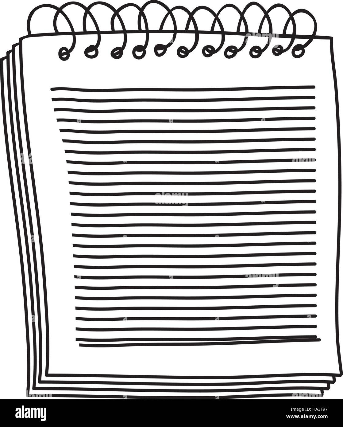 hand drawing of notebook of spiral with sheets vector illustration ...