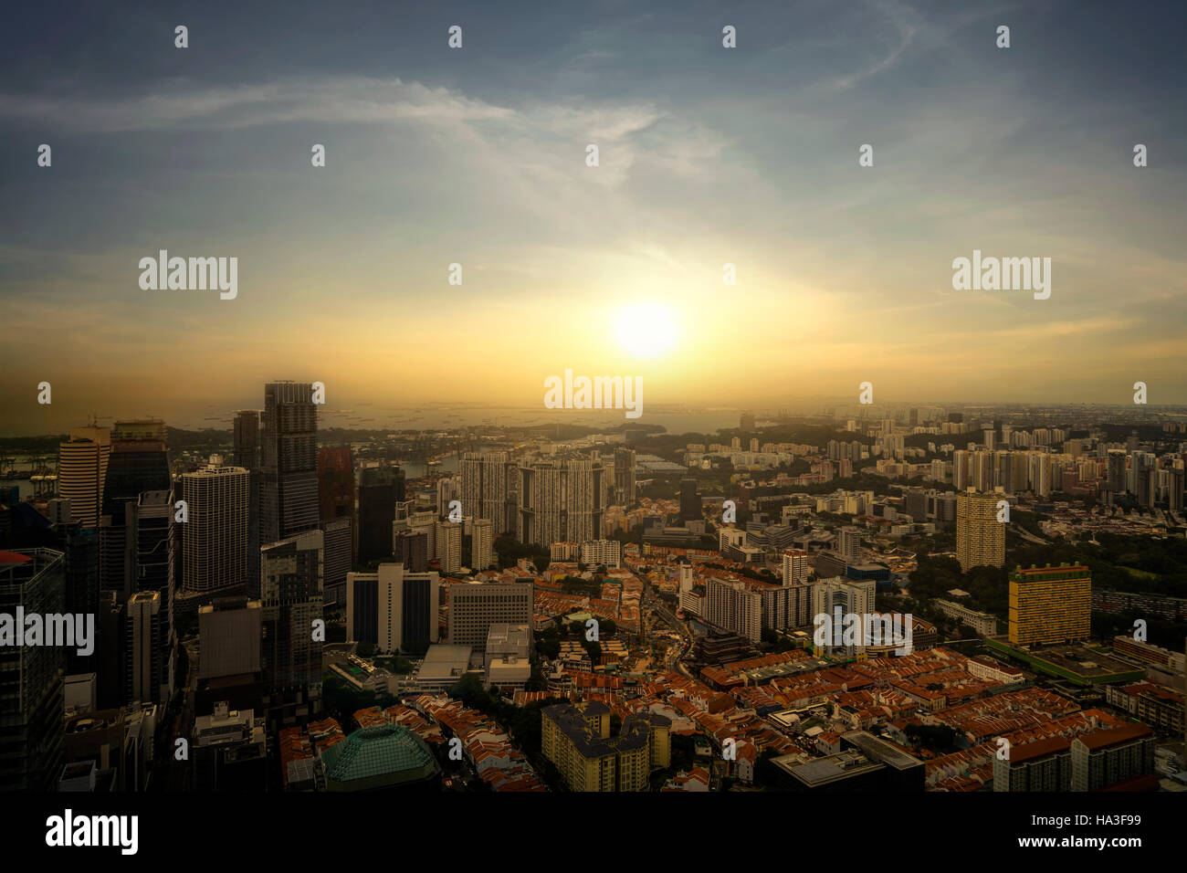 scene of sunset of cityscape and resident area - can use to display or ...