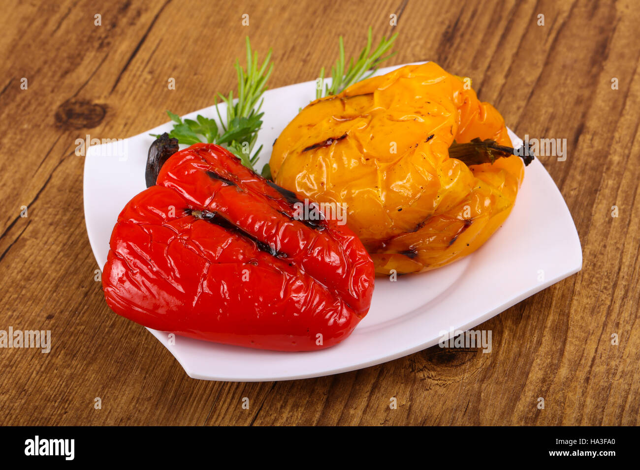 Grilled Bell Peppers with rosemary and parsley Stock Photo - Alamy