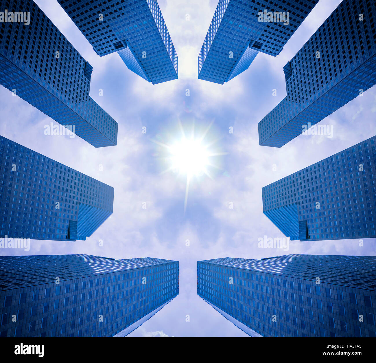 abstract building perspective and blue sky with sunny - can use to ...