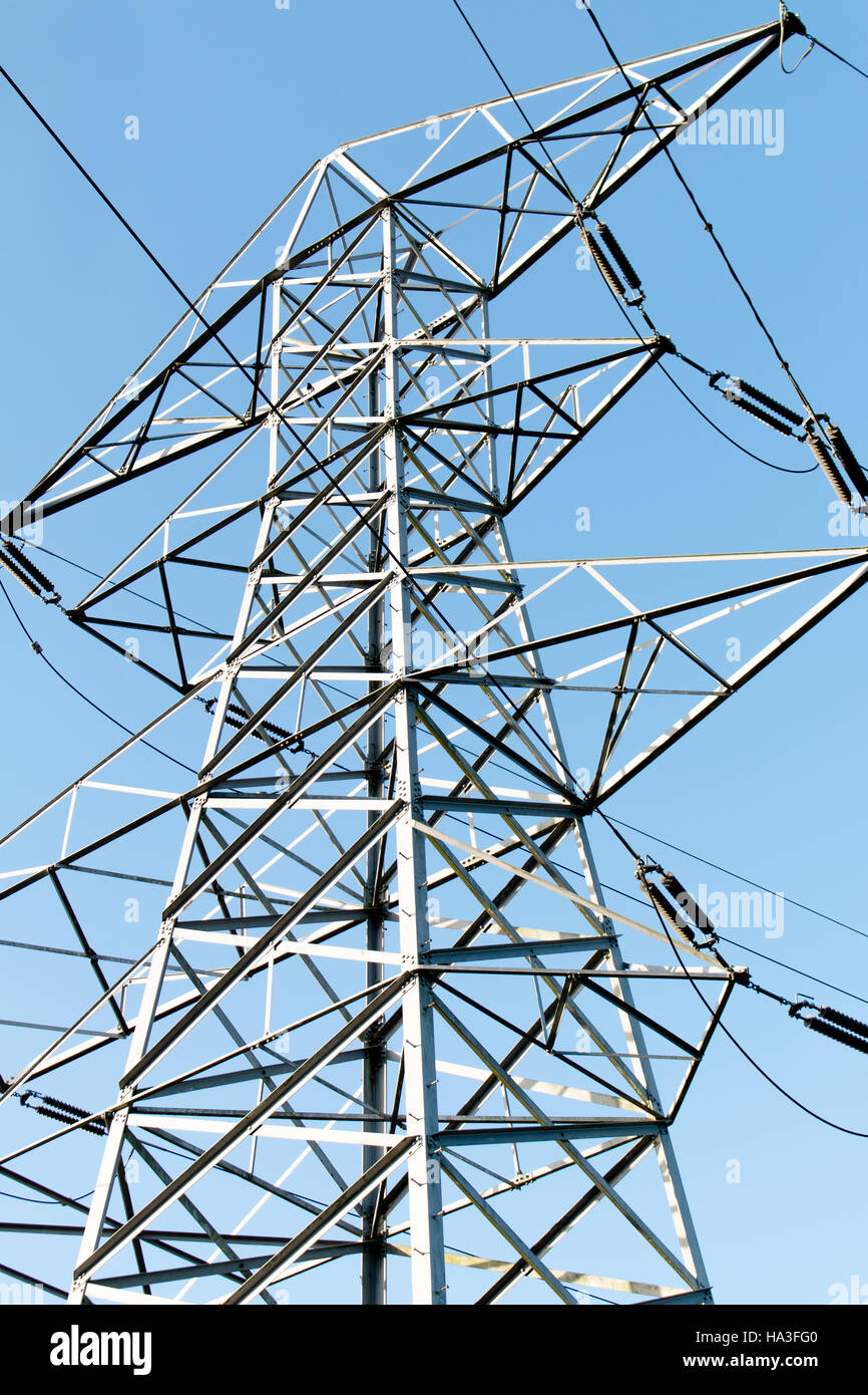 Close up of an electricity tower Stock Photo - Alamy