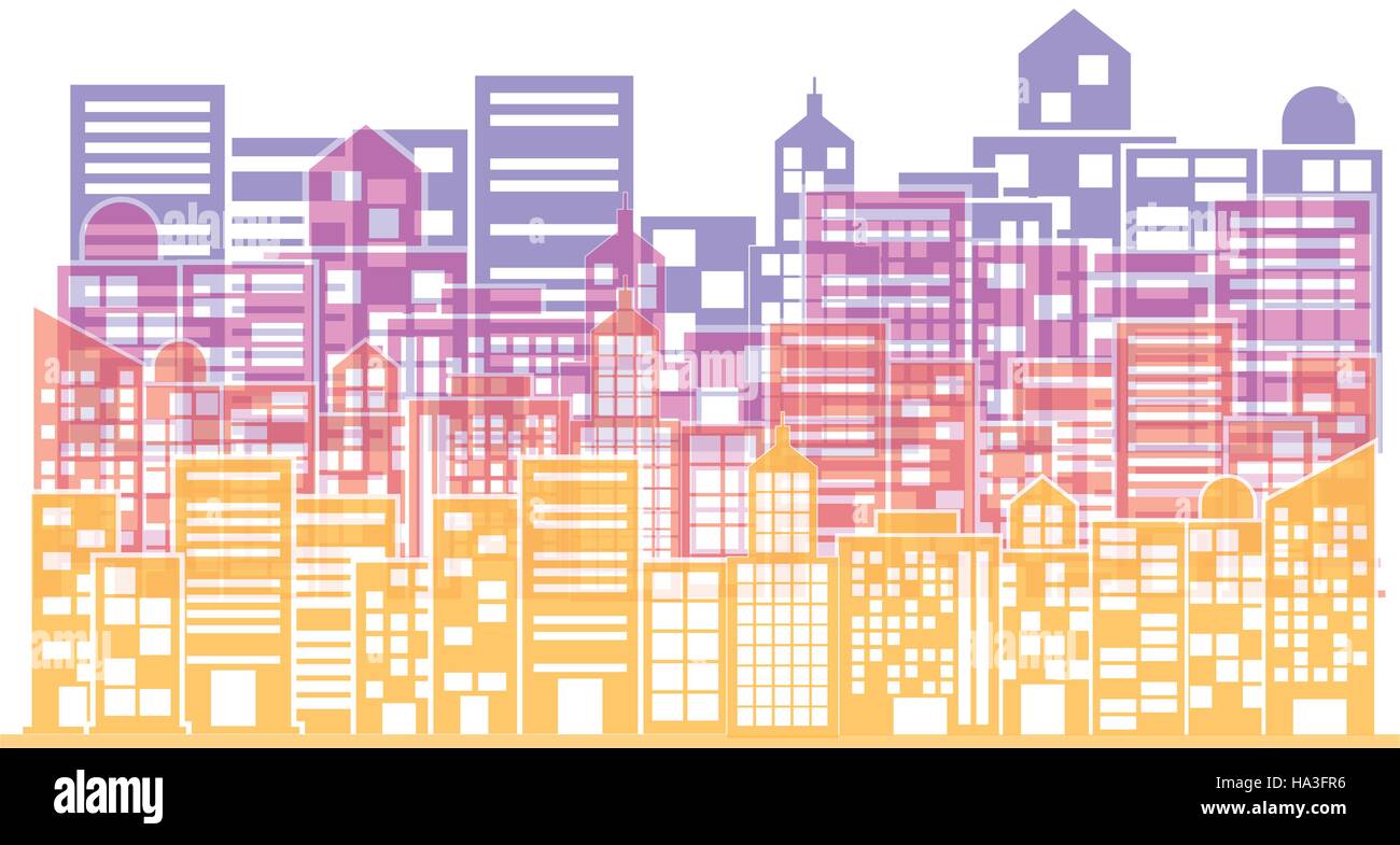 multicolor building and city illustration scene vector illustration ...