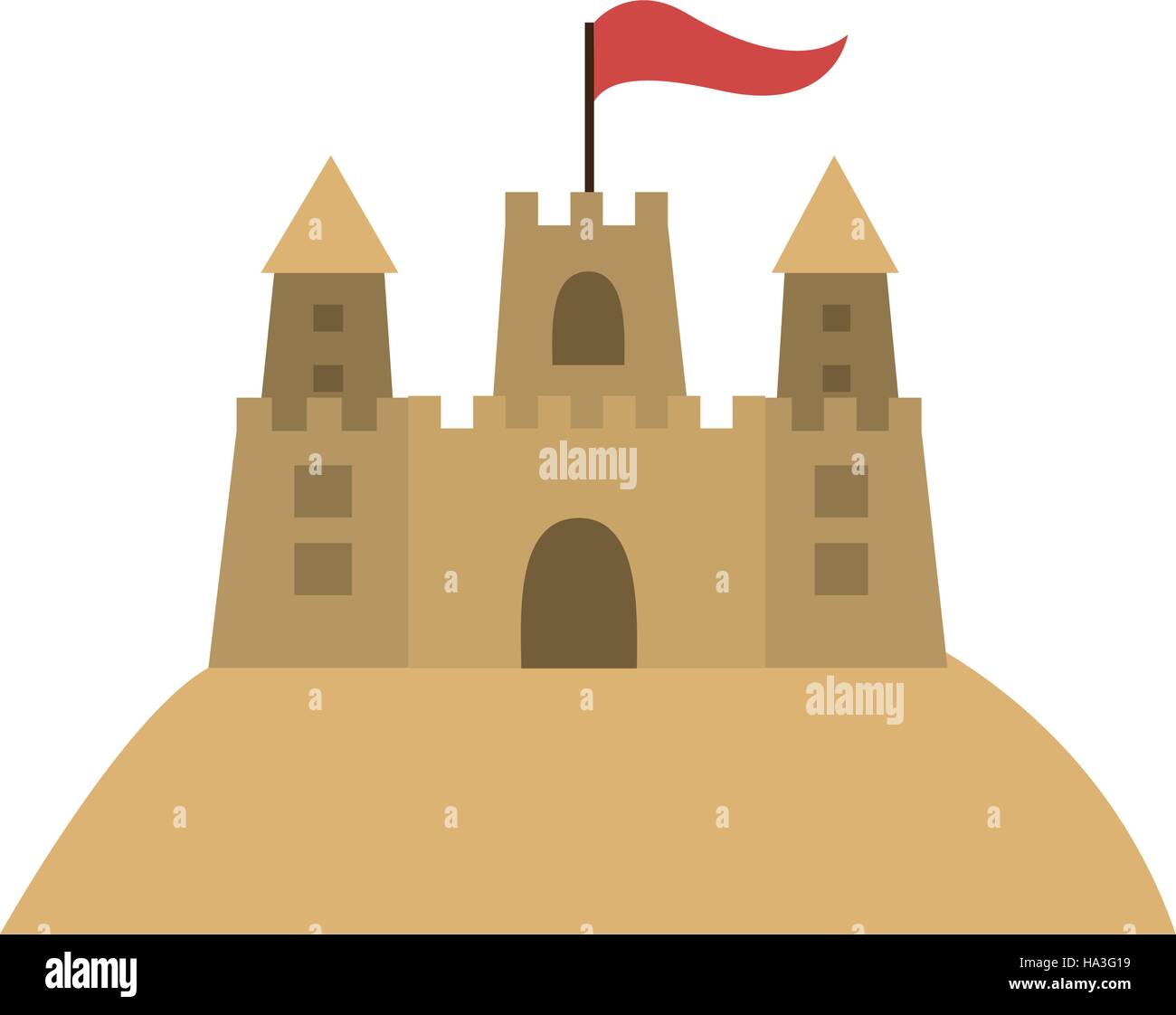 colorful sandcastle icon with flag vector illustration Stock Vector ...