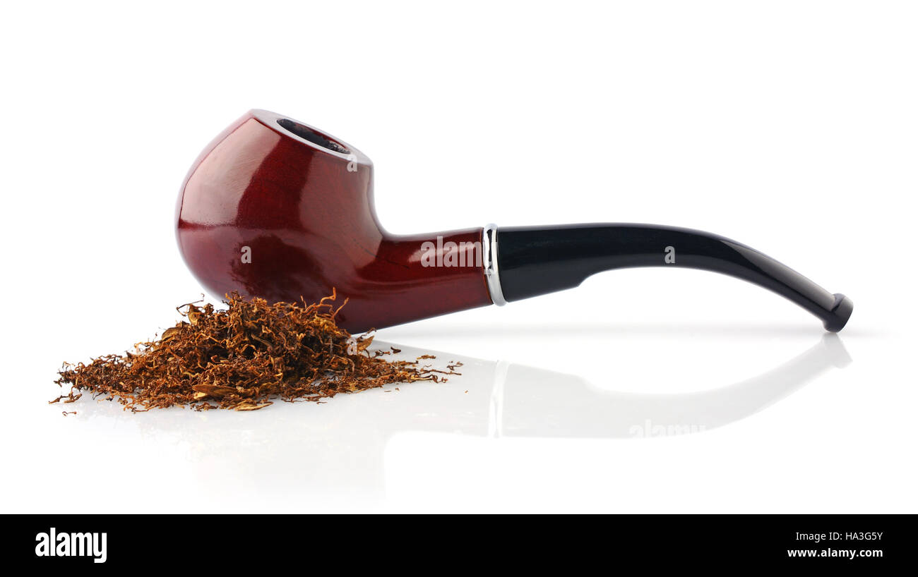 Classic smoking pipe and tobacco isolated on white background Stock ...