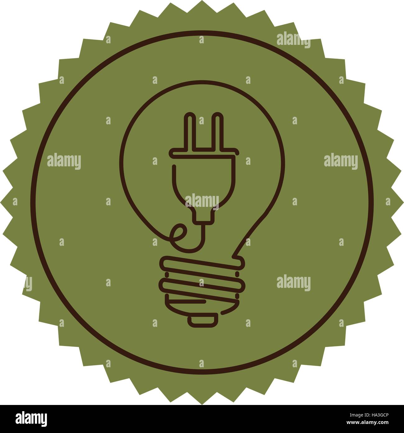 stamp light bulb flat icon with plug shape vector illustration Stock ...