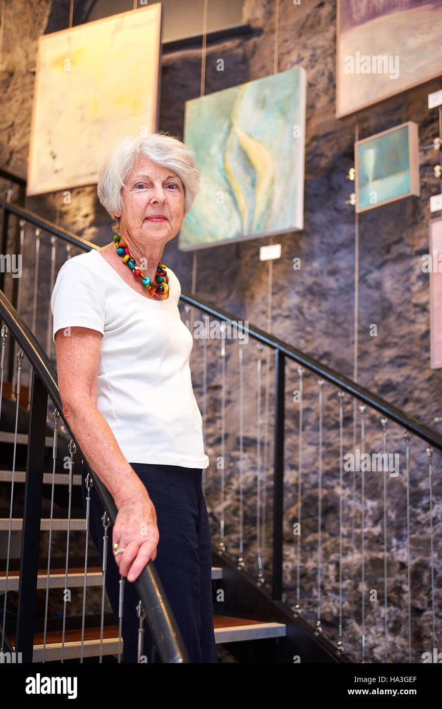 Artist Caroline Meynell pictured in the O3 gallery in Oxford alongside ...