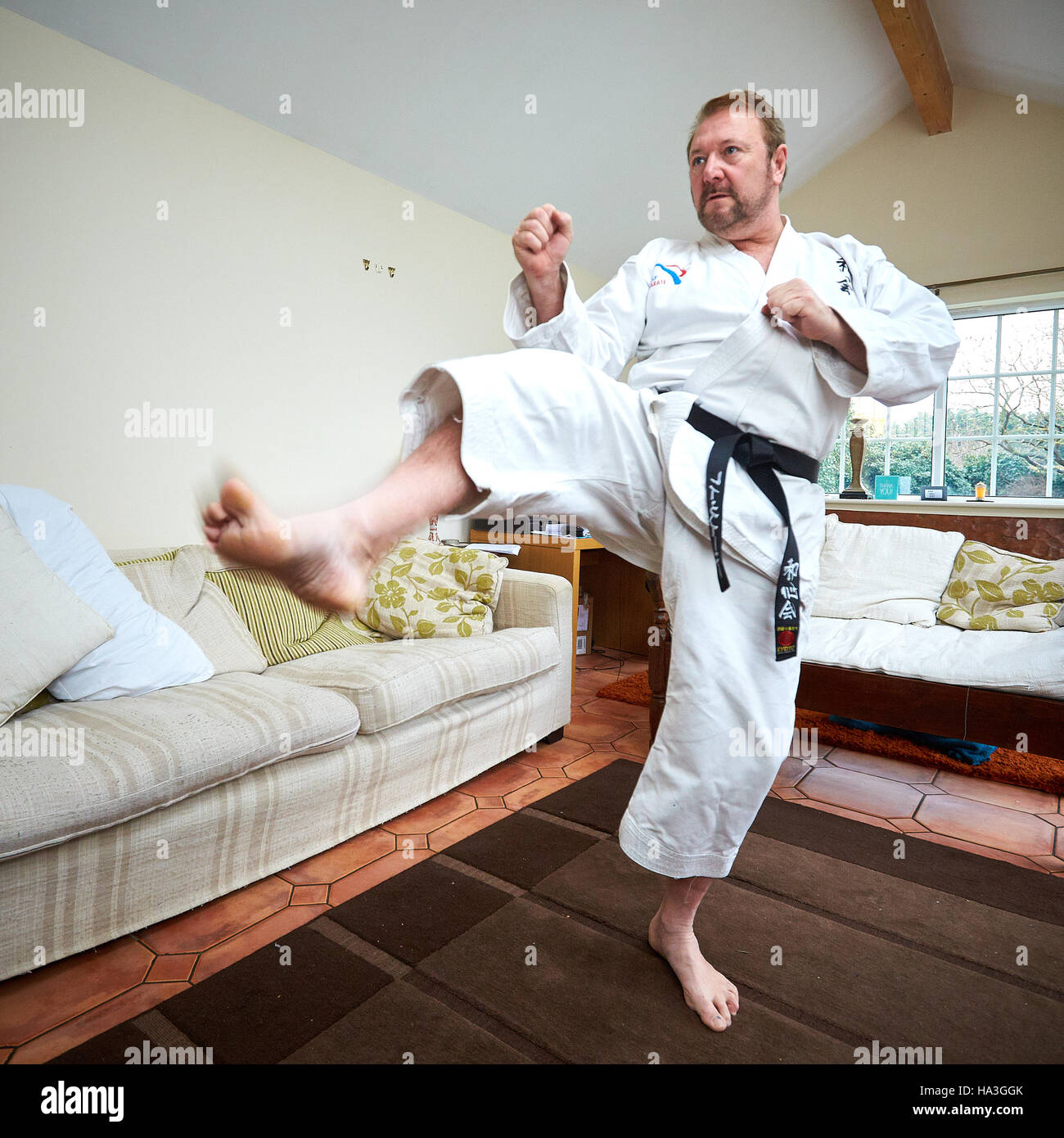 Ray Sweeney, who runs disability karate classes pictured at his home ...