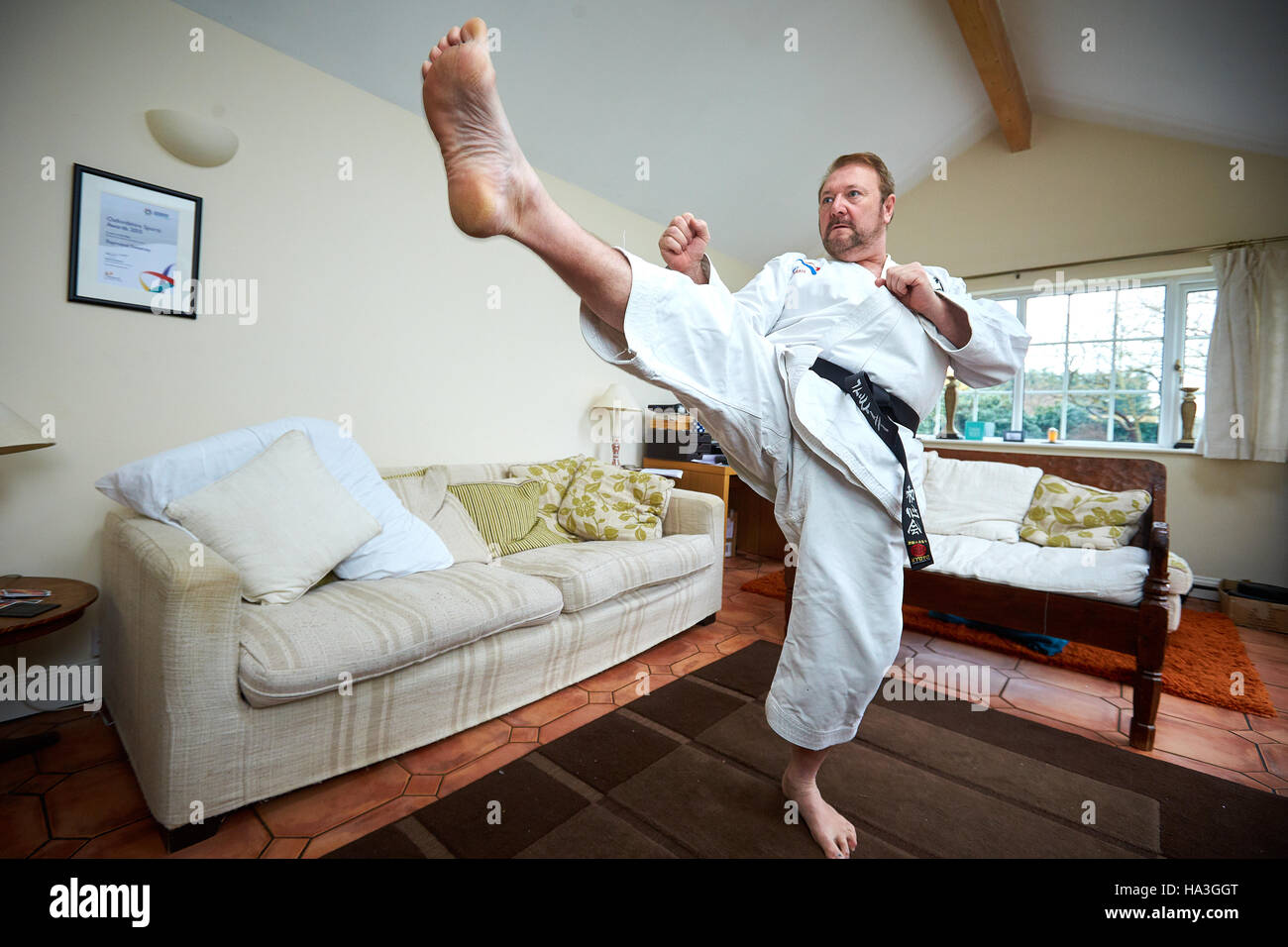Ray Sweeney, who runs disability karate classes pictured at his home ...