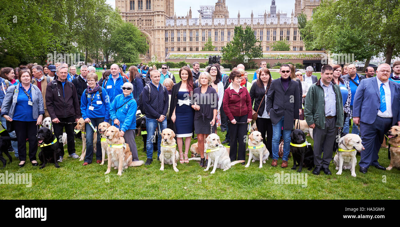 Photocall for Guide Dogs for the Blind next to the Houses of Parliament ...