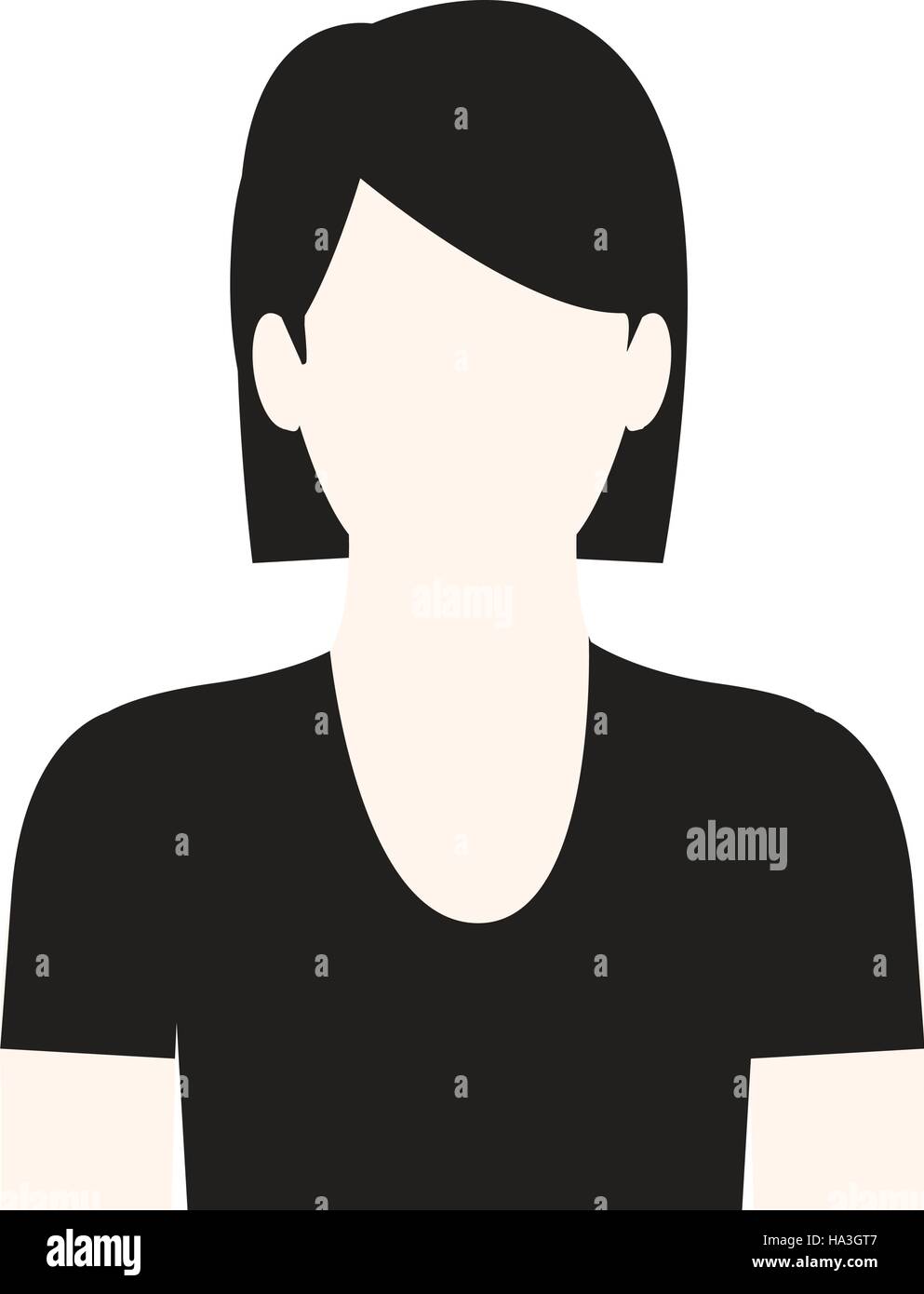 monochrome half body woman with short hair without face vector ...