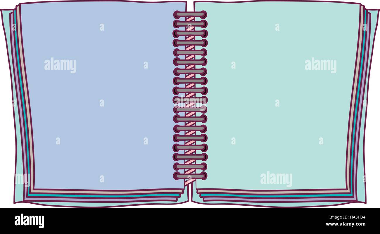 colorful opened notebook with spiral and sheets vector illustration ...