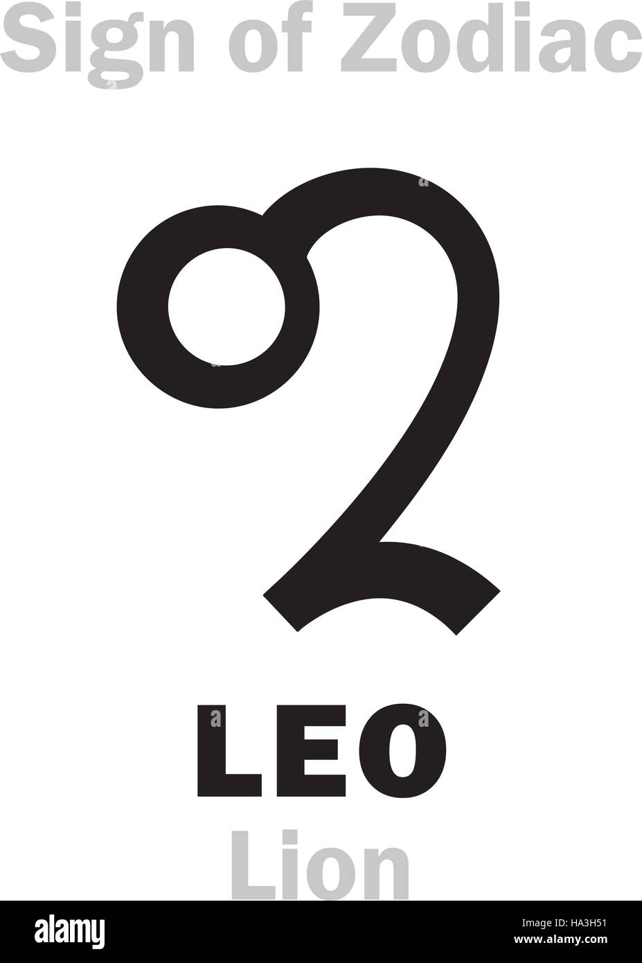 Astrology Alphabet: Sign of Zodiac LEO (The Lion). Hieroglyphics ...