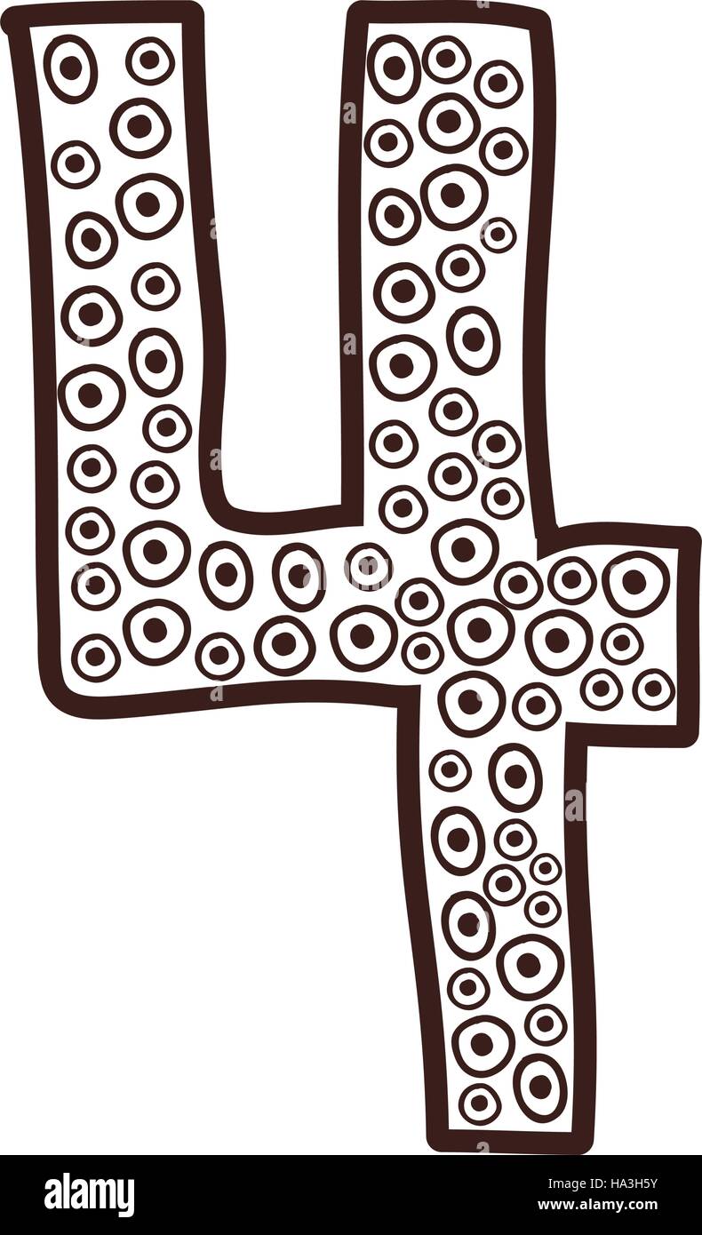 silhouette number four design with circular shapes inside Stock Vector ...