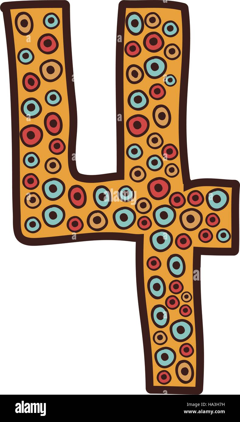 colorful number four design with circular shapes inside Stock Vector ...