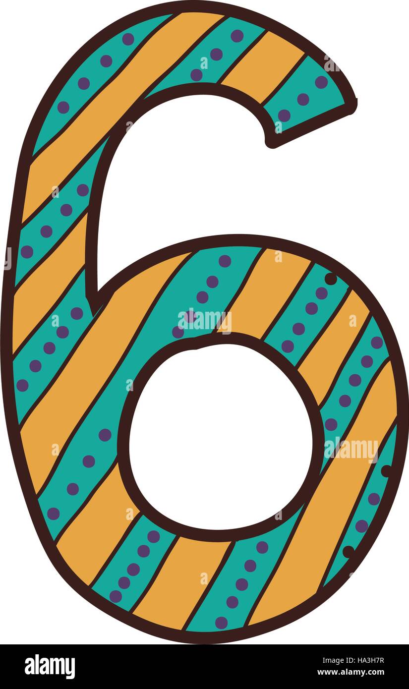 colorful number six design with striped and dotted Stock Vector Image ...