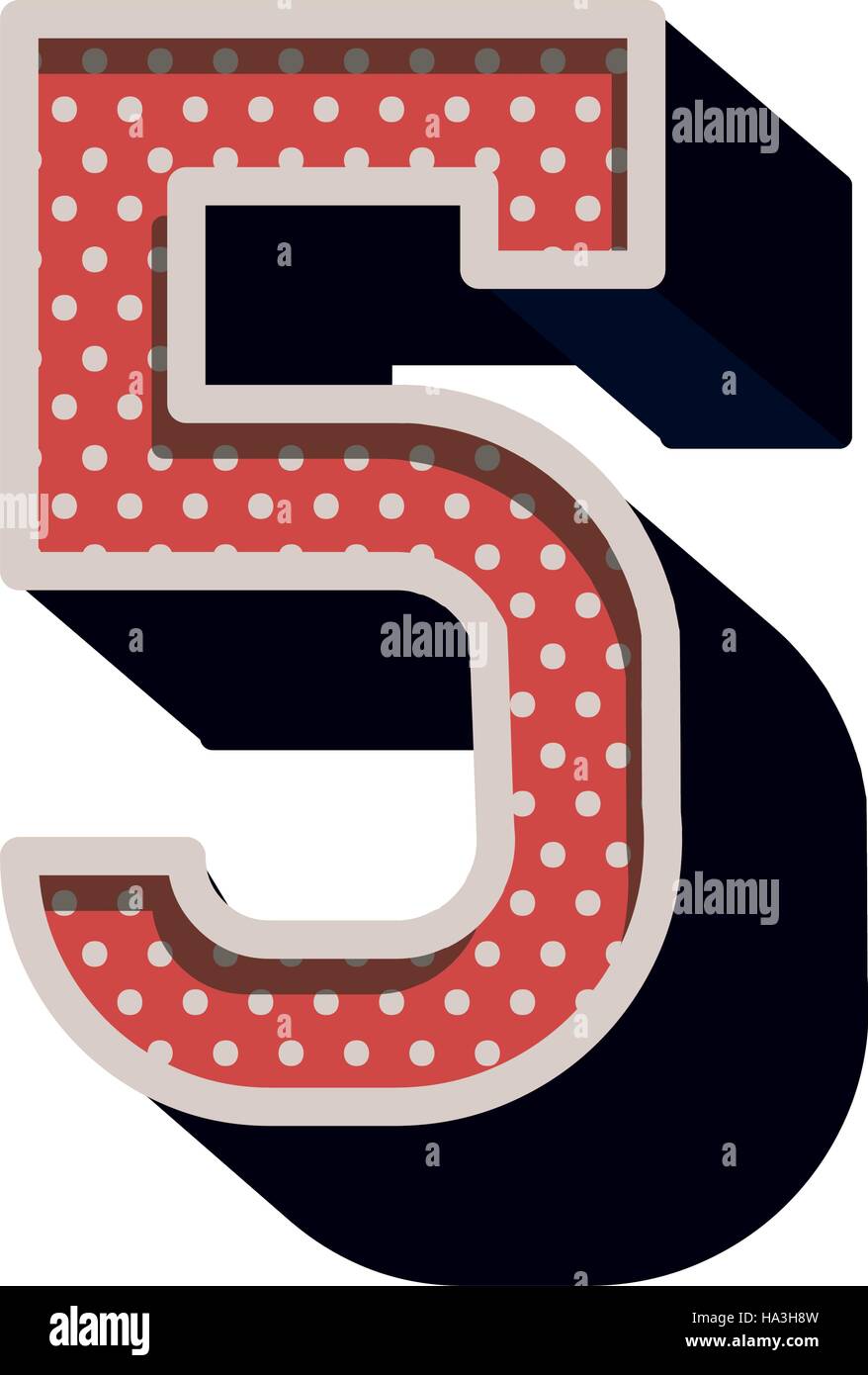 three-dimensional number five dotted in red color Stock Vector Image ...