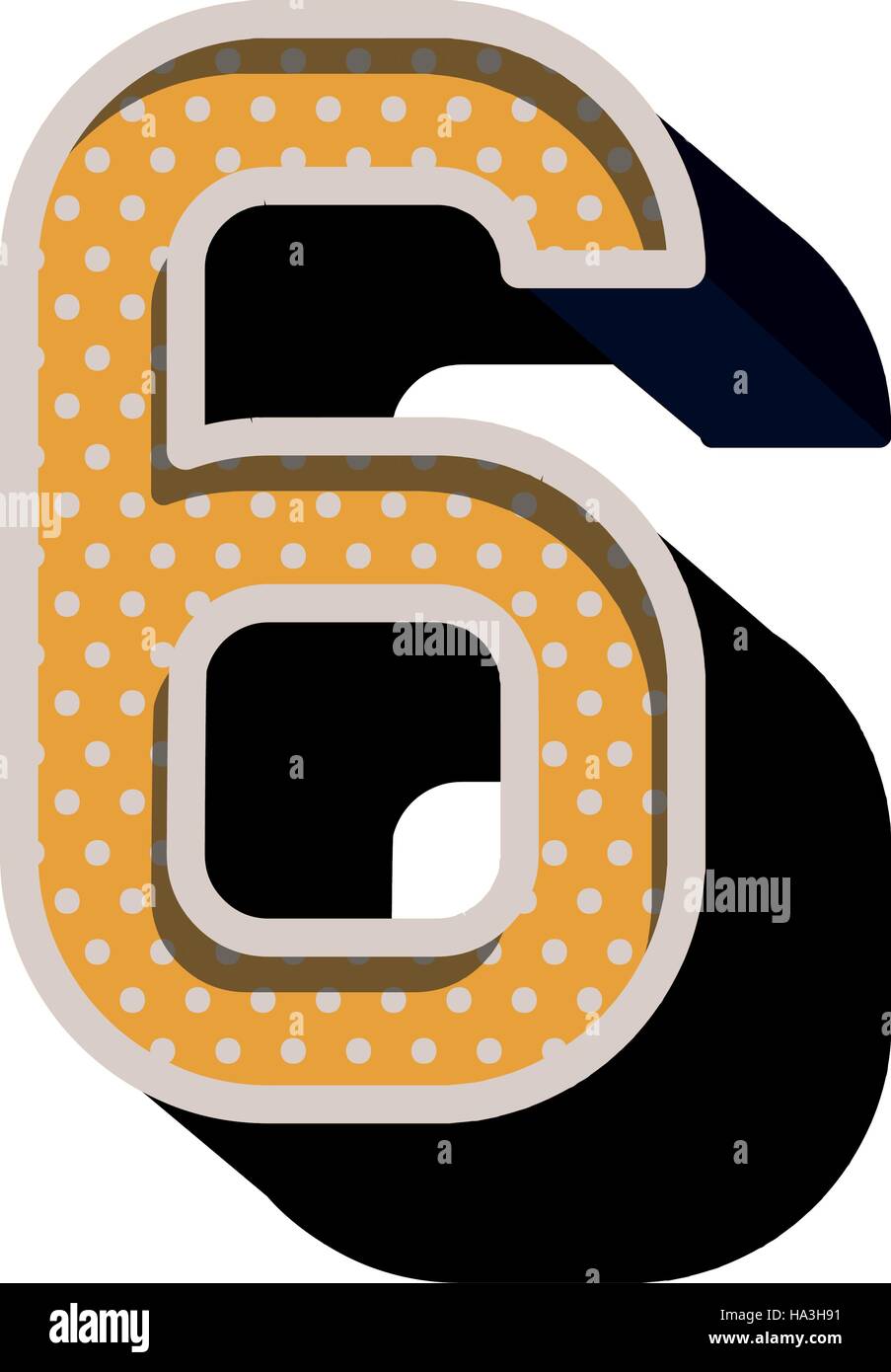 three-dimensional number six dotted in yellow color Stock Vector Image ...