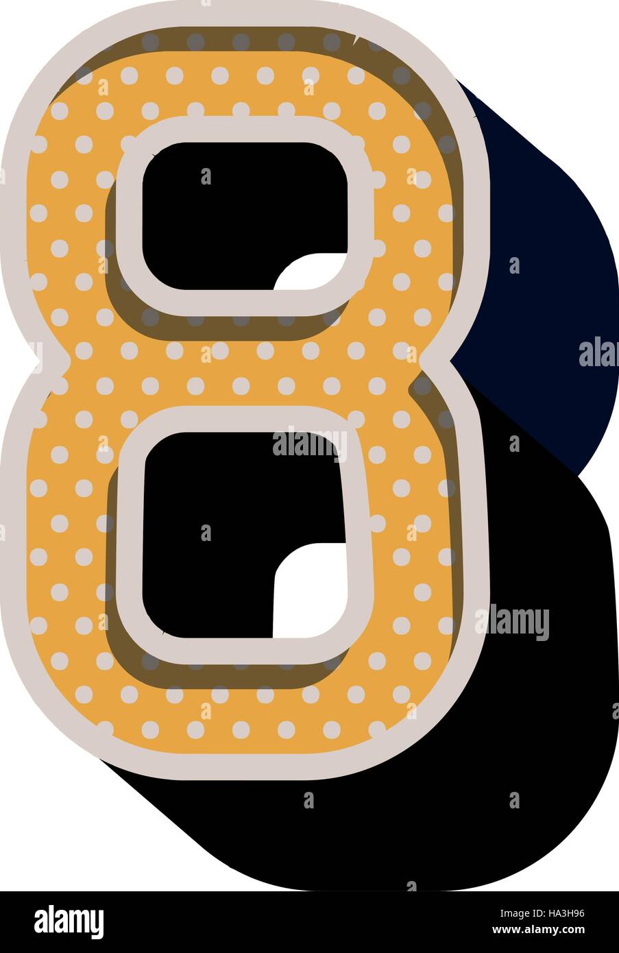 three-dimensional number eight dotted in yellow color Stock Vector ...