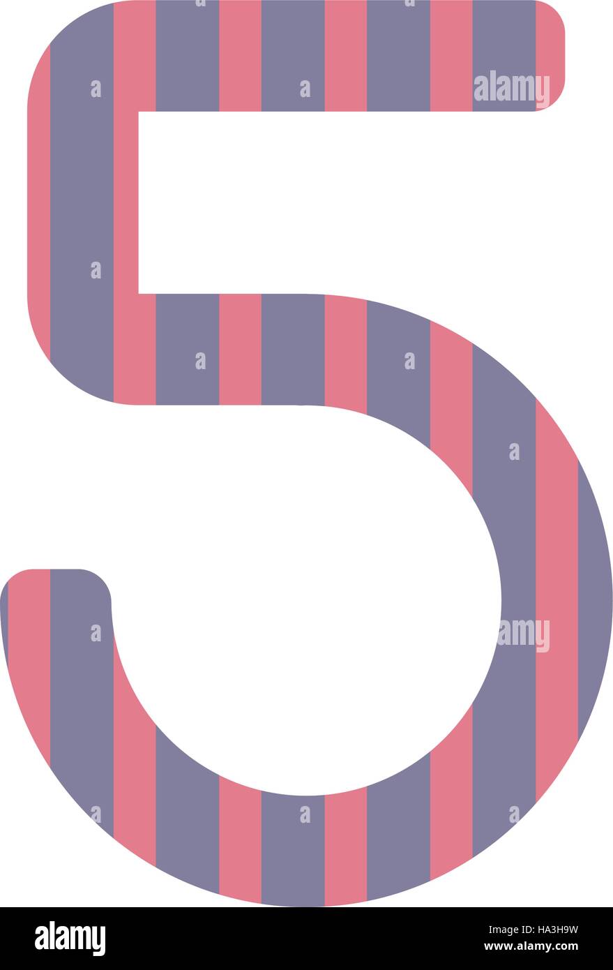 number five design with vertical colorful striped Stock Vector Image ...