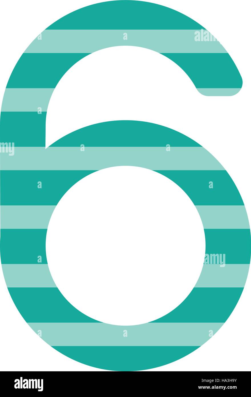number six design with horizontal colorful striped Stock Vector Image ...
