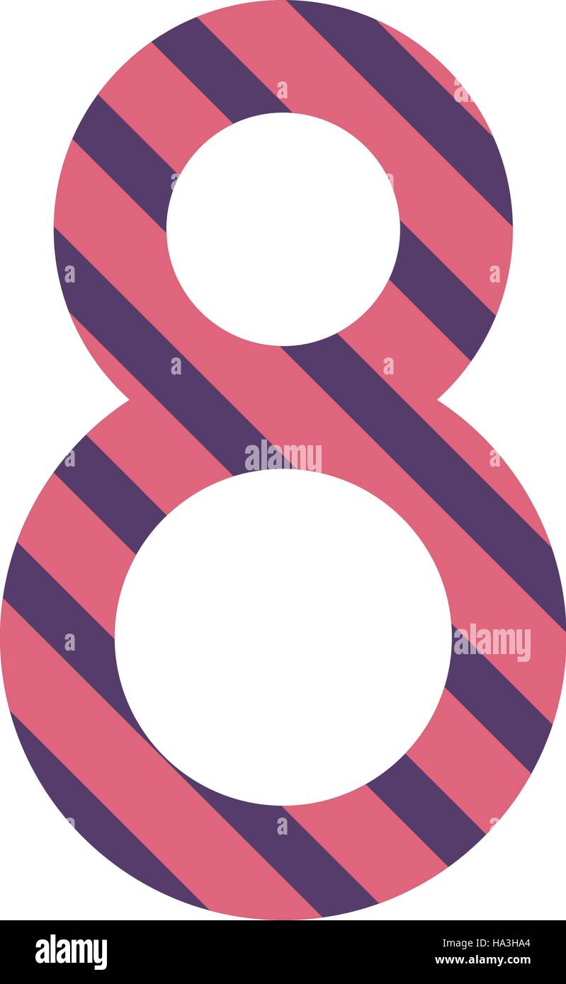 number eight design with diagonal colorful striped Stock Vector Image ...