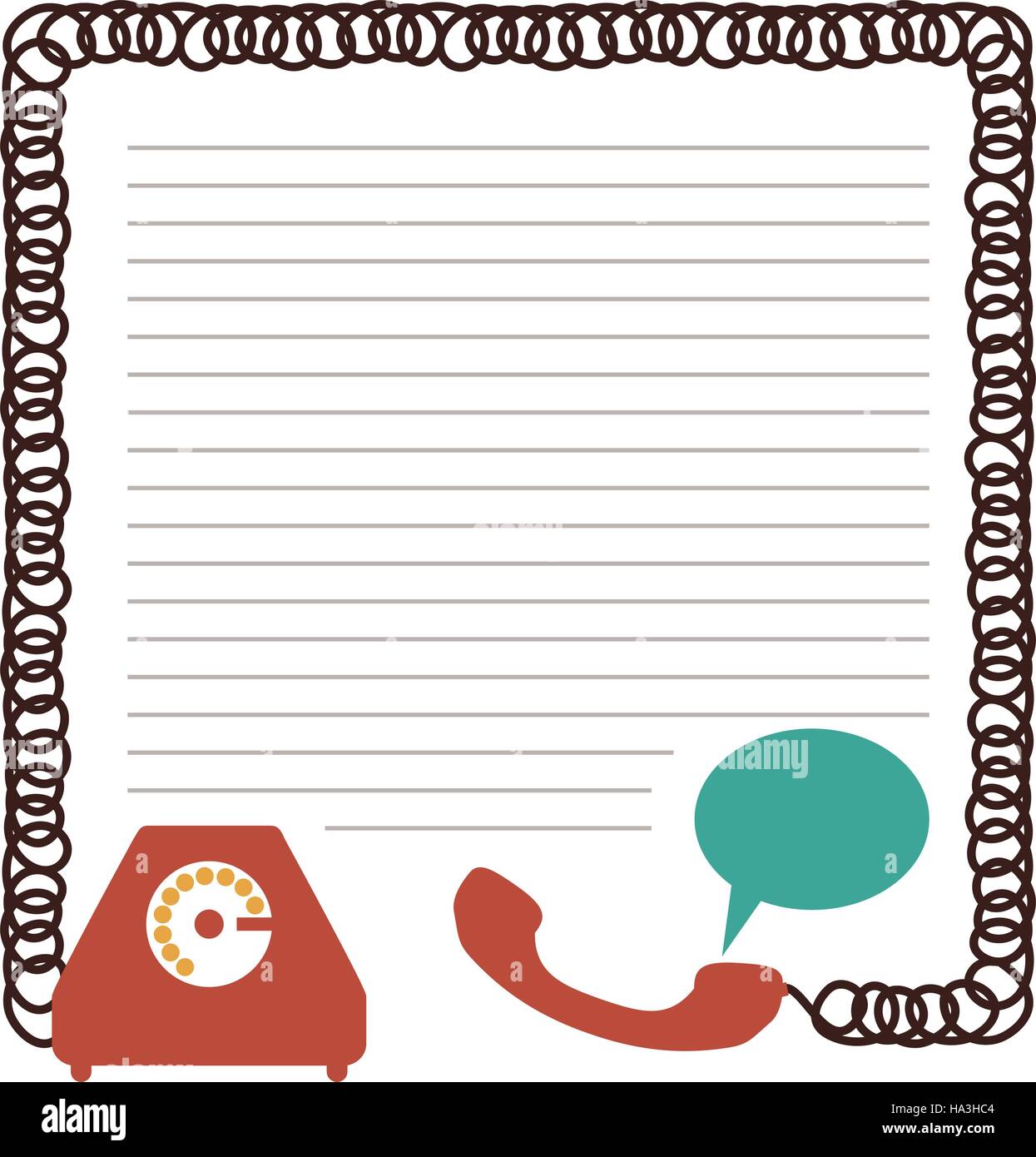 sheet with draw of phone and cord Stock Vector Image & Art - Alamy