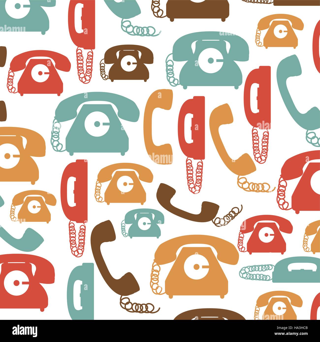 colorful pattern with phones with cord Stock Vector Image & Art - Alamy
