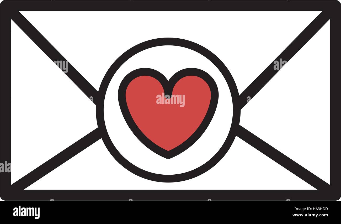 silhouette valentine romantic envelopes with heart draw Stock Vector ...