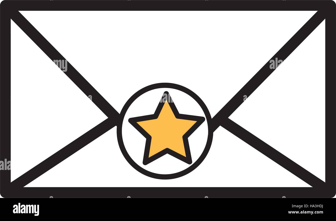 silhouette envelope with star sticker Stock Vector Image & Art - Alamy
