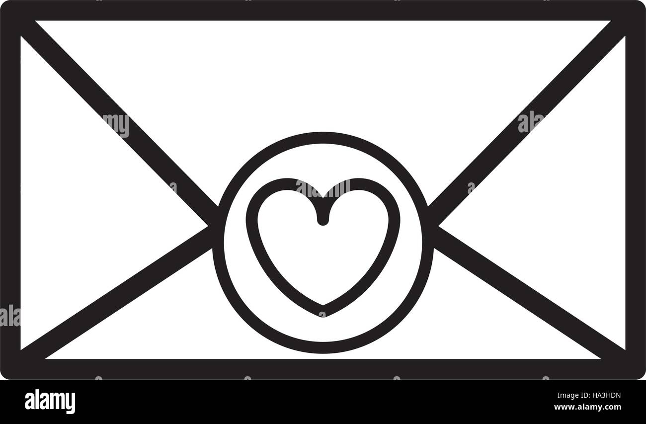 silhouette envelope with heart sticker Stock Vector Image & Art - Alamy