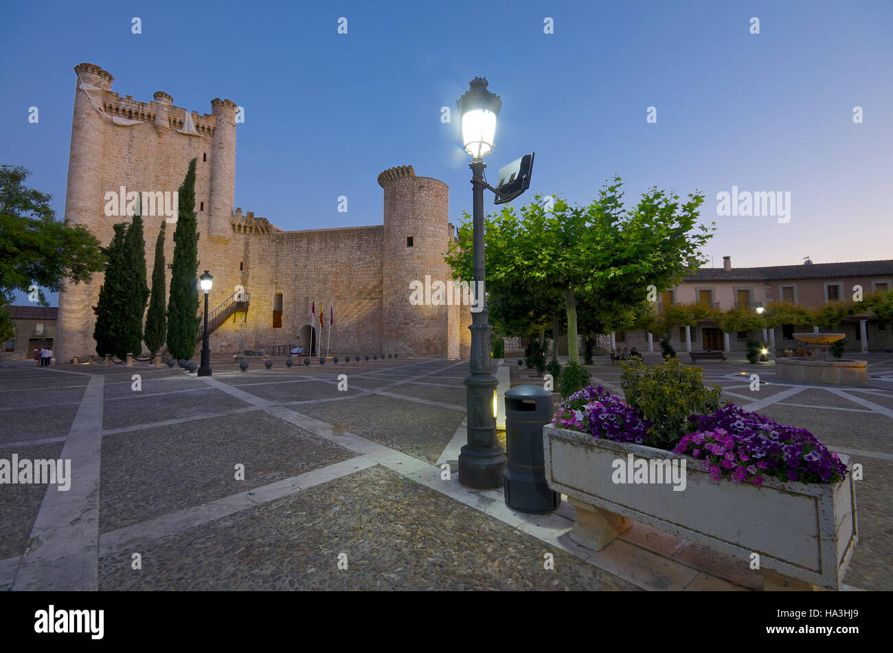 Torija castle and town square, Guadalajara province, Spain Stock Photo ...