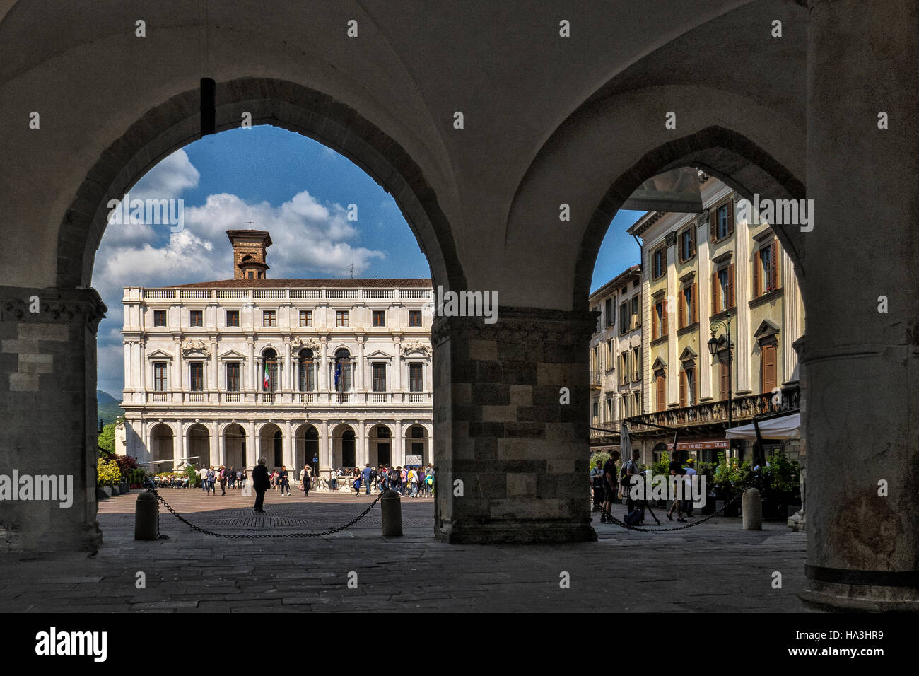Scenic view of Bergamo old town square Italy Stock Photo - Alamy
