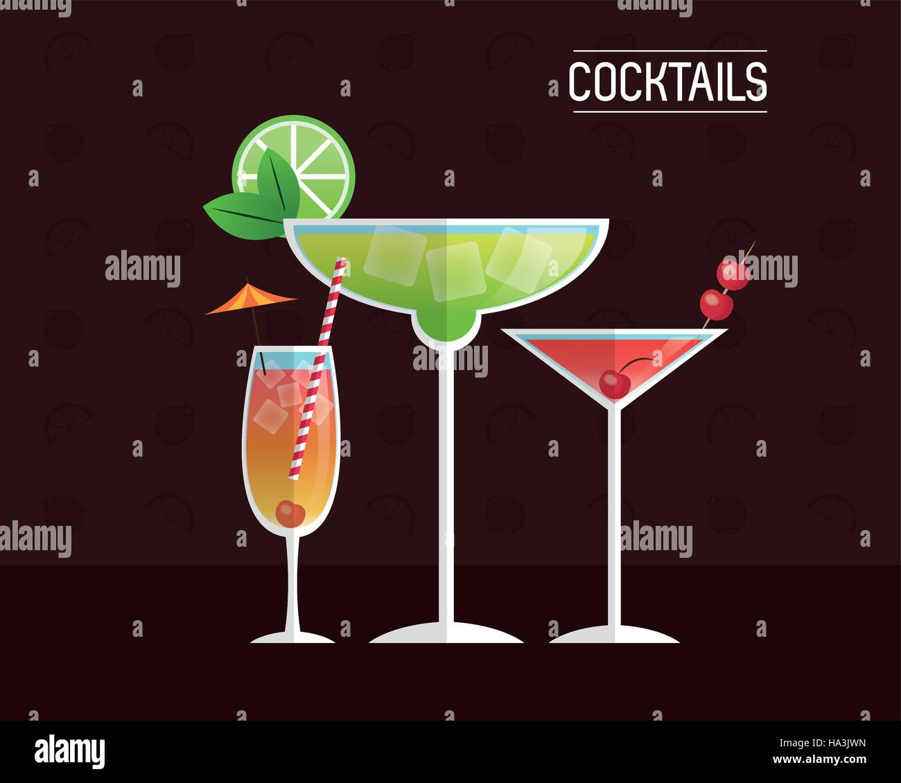 cocktails glasses drink black background Stock Vector Image & Art - Alamy