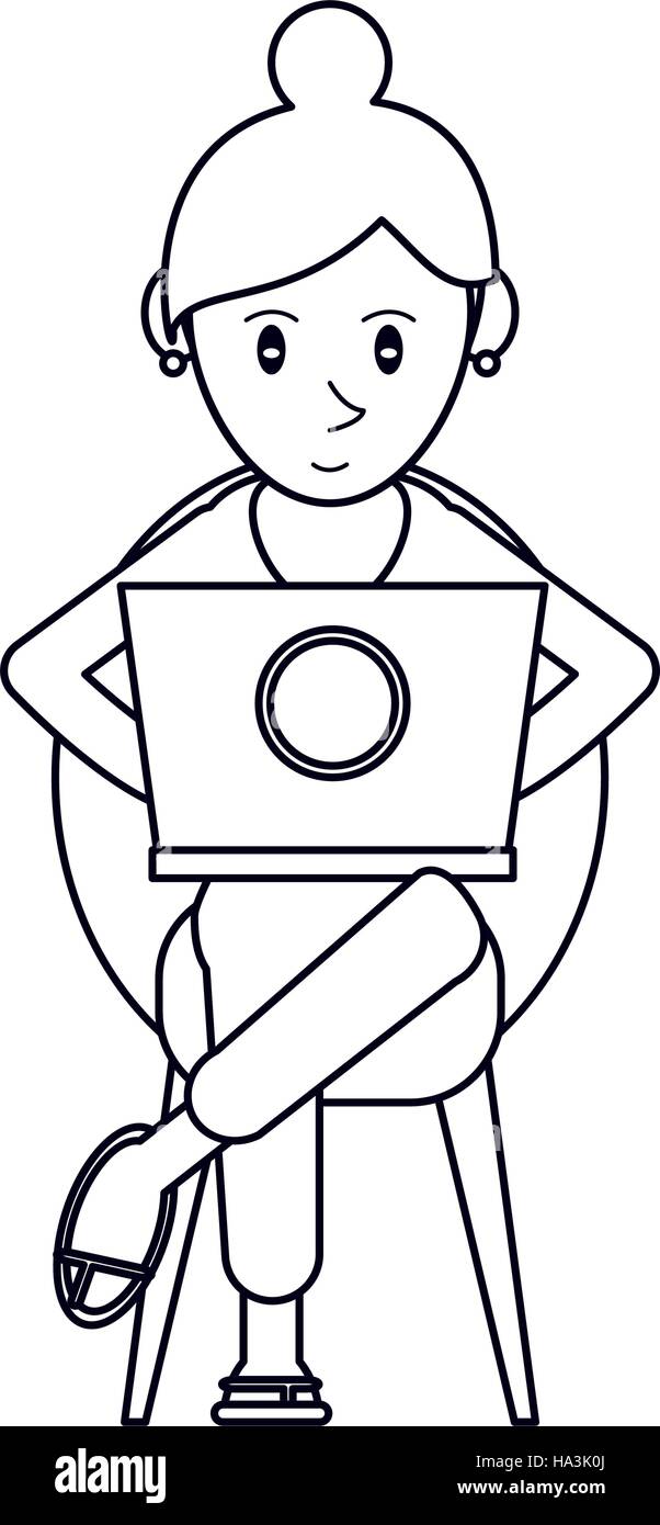 pictogram beutiful girl using laptop sitting Stock Vector Image & Art ...
