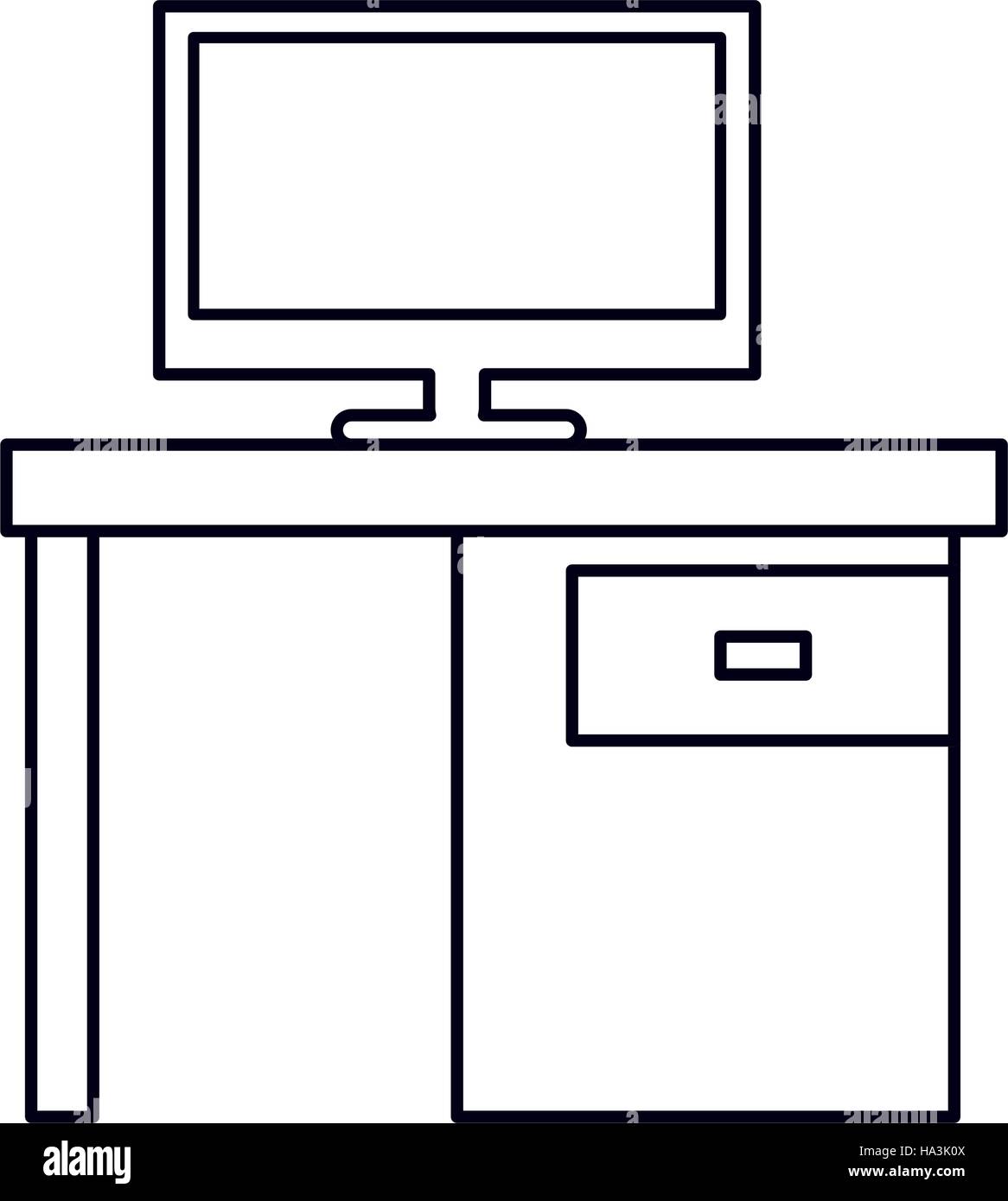 pictogram computer desk office drawers icon Stock Vector Image & Art ...